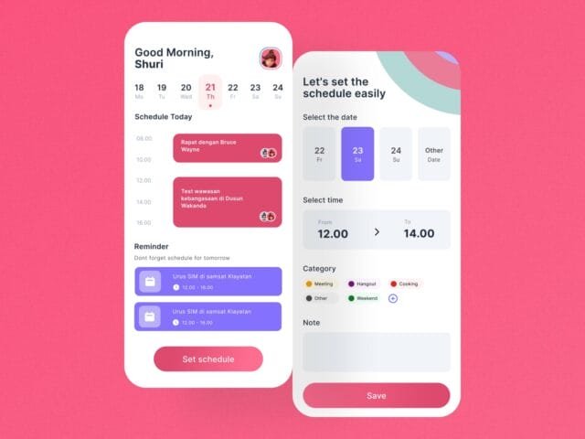 Free Calendar Schedule Mobile App UI Design in 2025 - Flutter Stuff