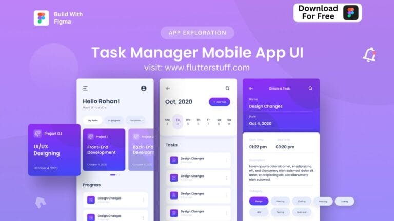 Free Task Manager Mobile App UI Design in 2025 - Flutter Stuff